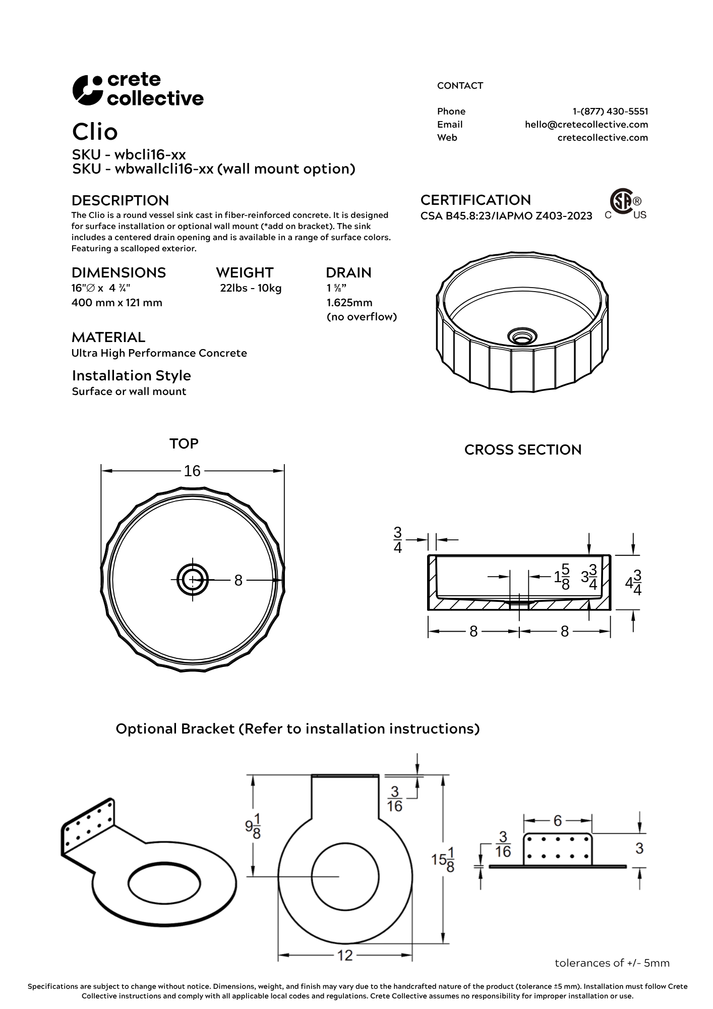 Clio - Concrete Vessel Sink | Crete Collective
